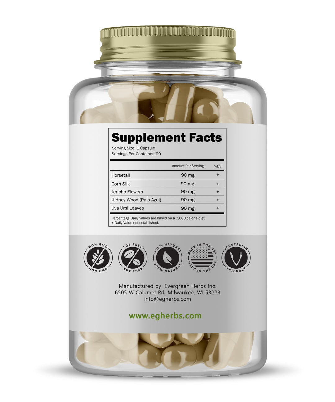 Kidney Flush Capsules - 90 Capsules (450 mg) - Evergreen Herbs Inc.